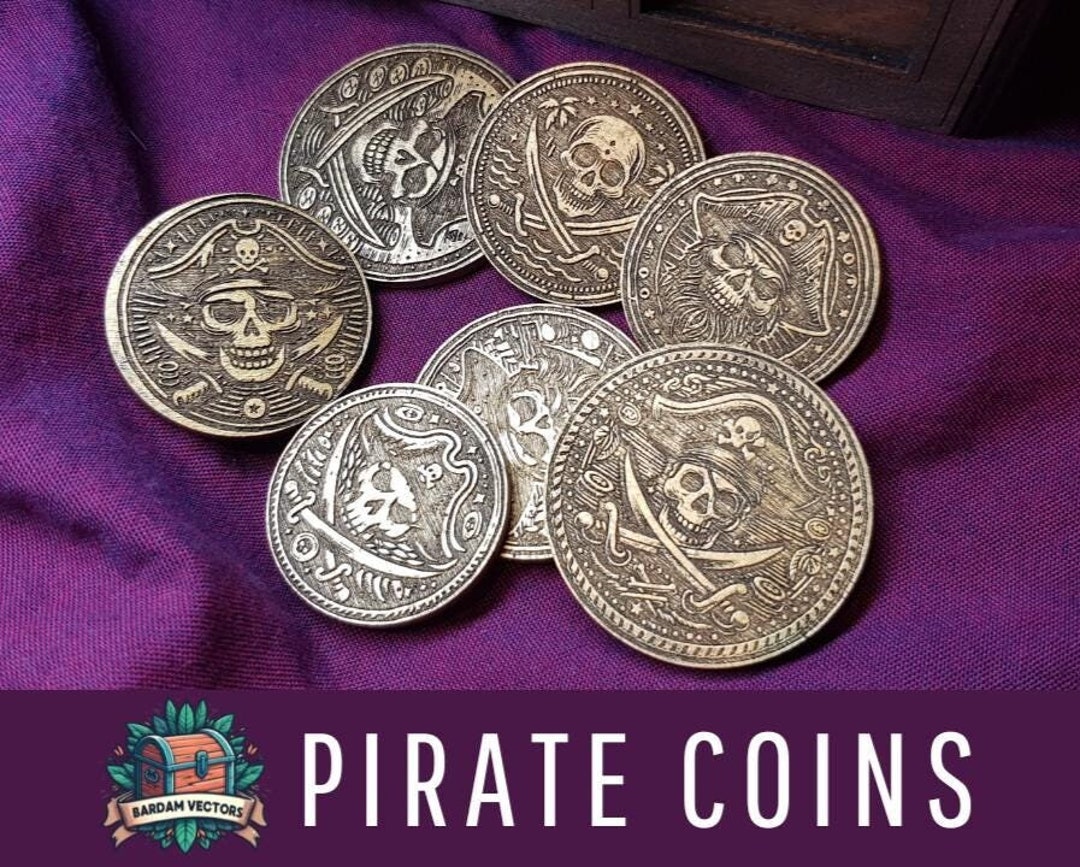 Pirate Coins - 5 Different Designs - Laser Cut Vector Files Cdr, Ai ...