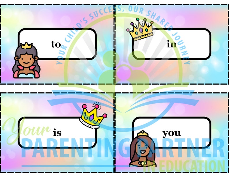 Princess Themed Sight Words Flashcards: 100 Sight Words for ...