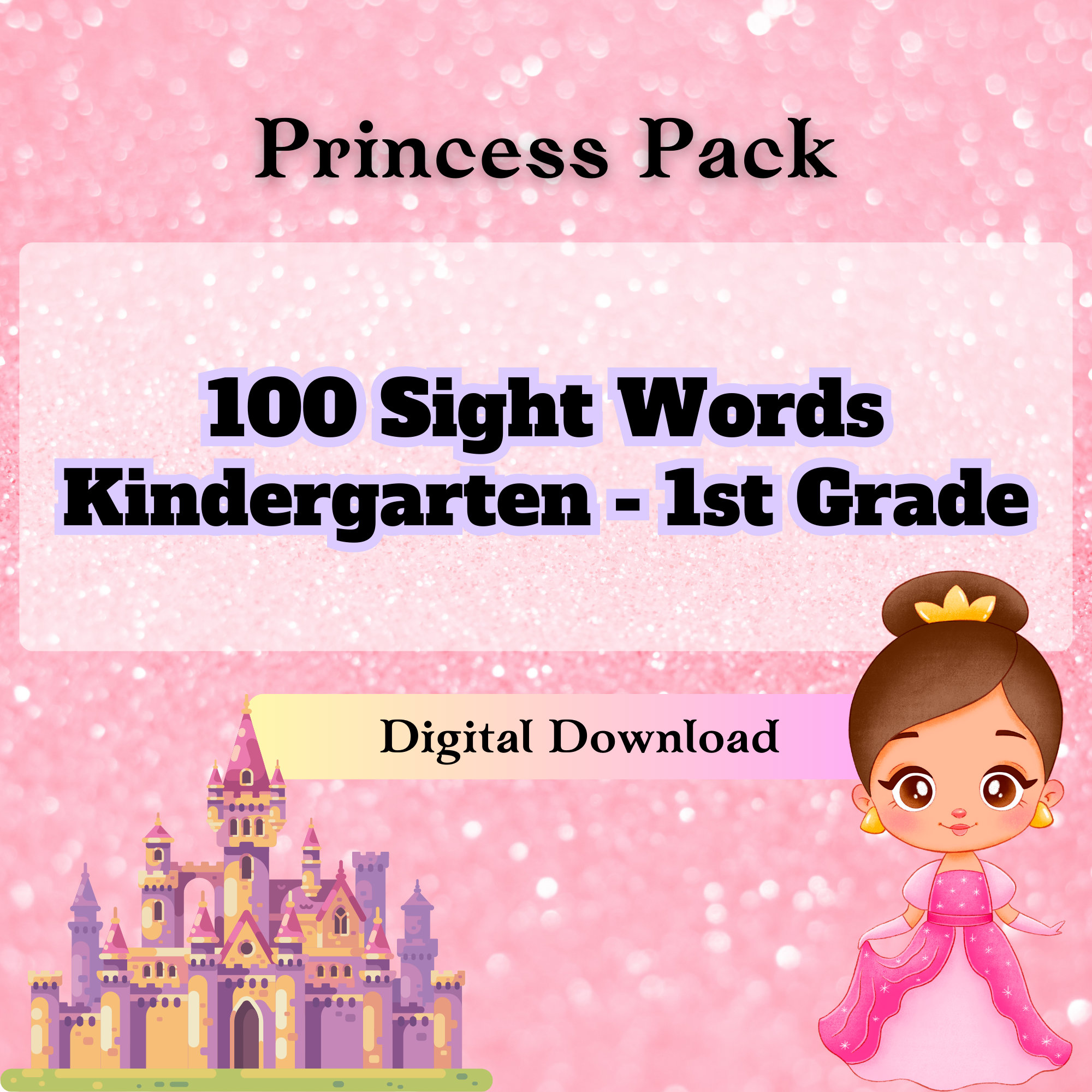 Princess Themed Sight Words Flashcards: 100 Sight Words for ...