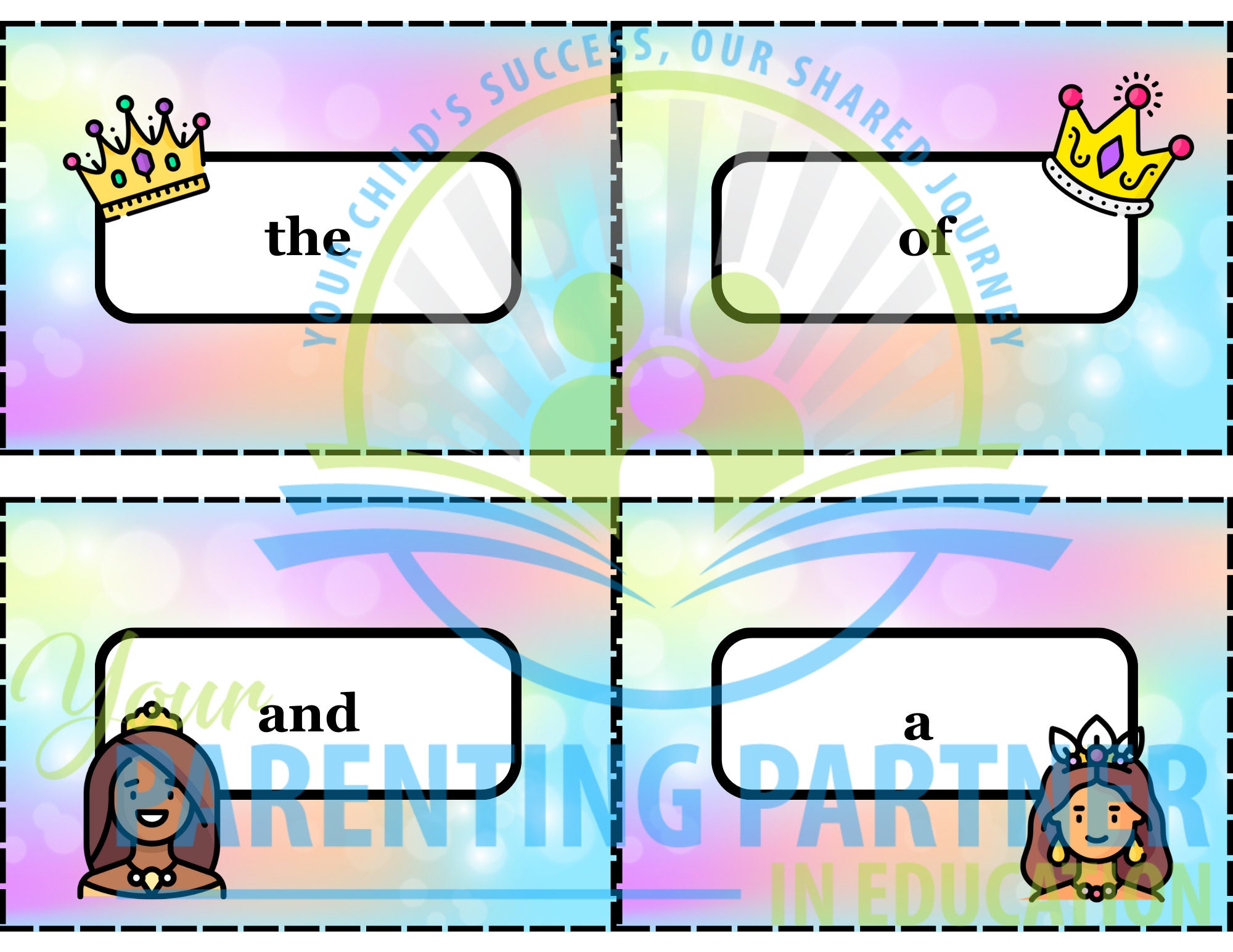 Princess Themed Sight Words Flashcards: 100 Sight Words for ...