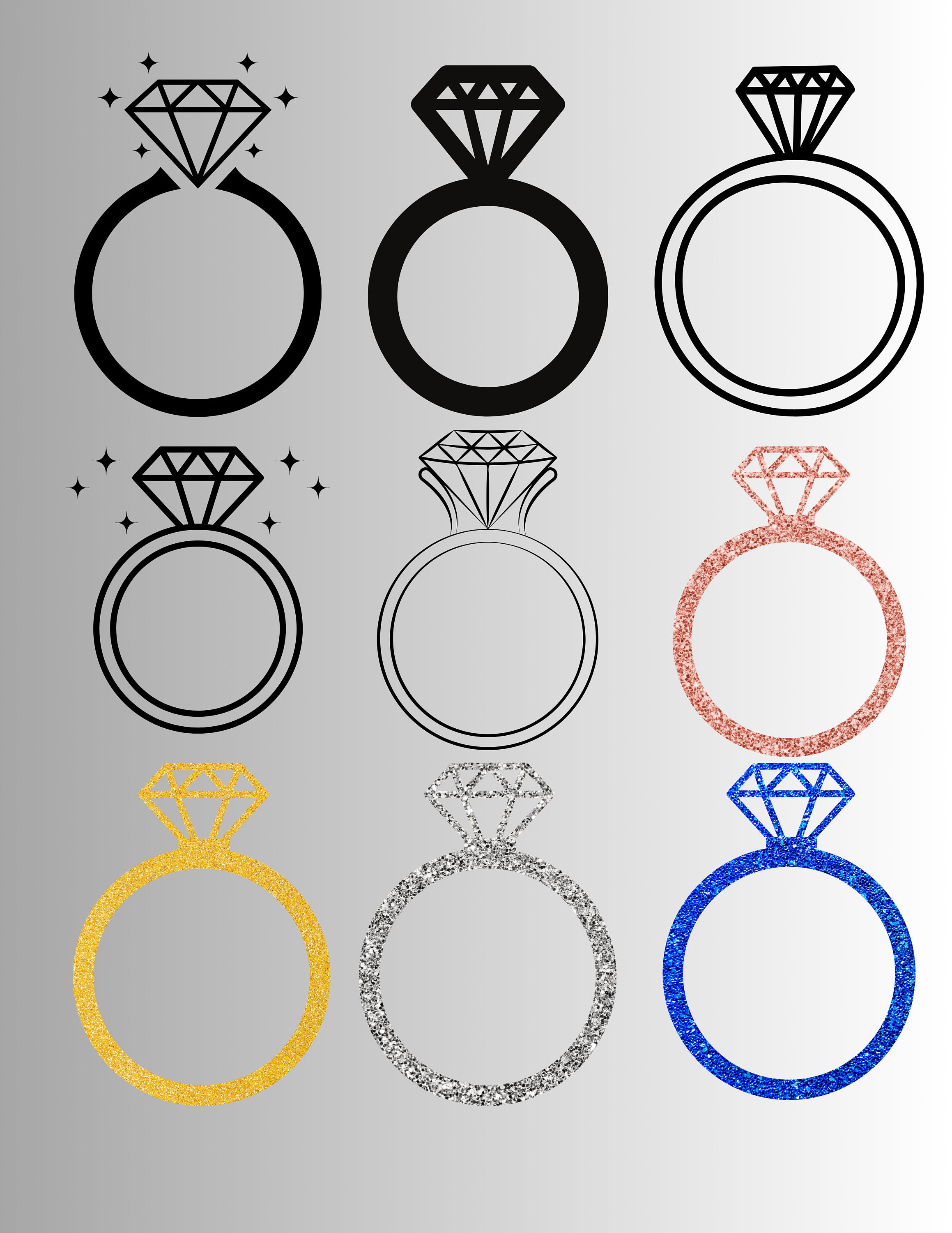 Ring SVG Cut File for Cricut and Silhouette. Diamond Ring PNG Weeding ...
