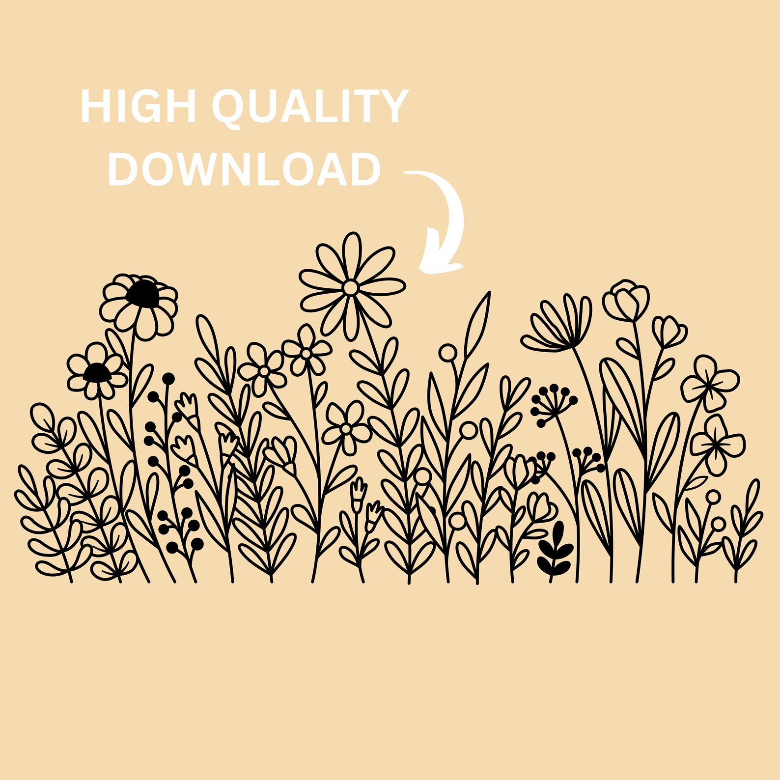 Wildflower | Flower Meadow, Simple Flower Drawings, Simple Rose Drawing ...
