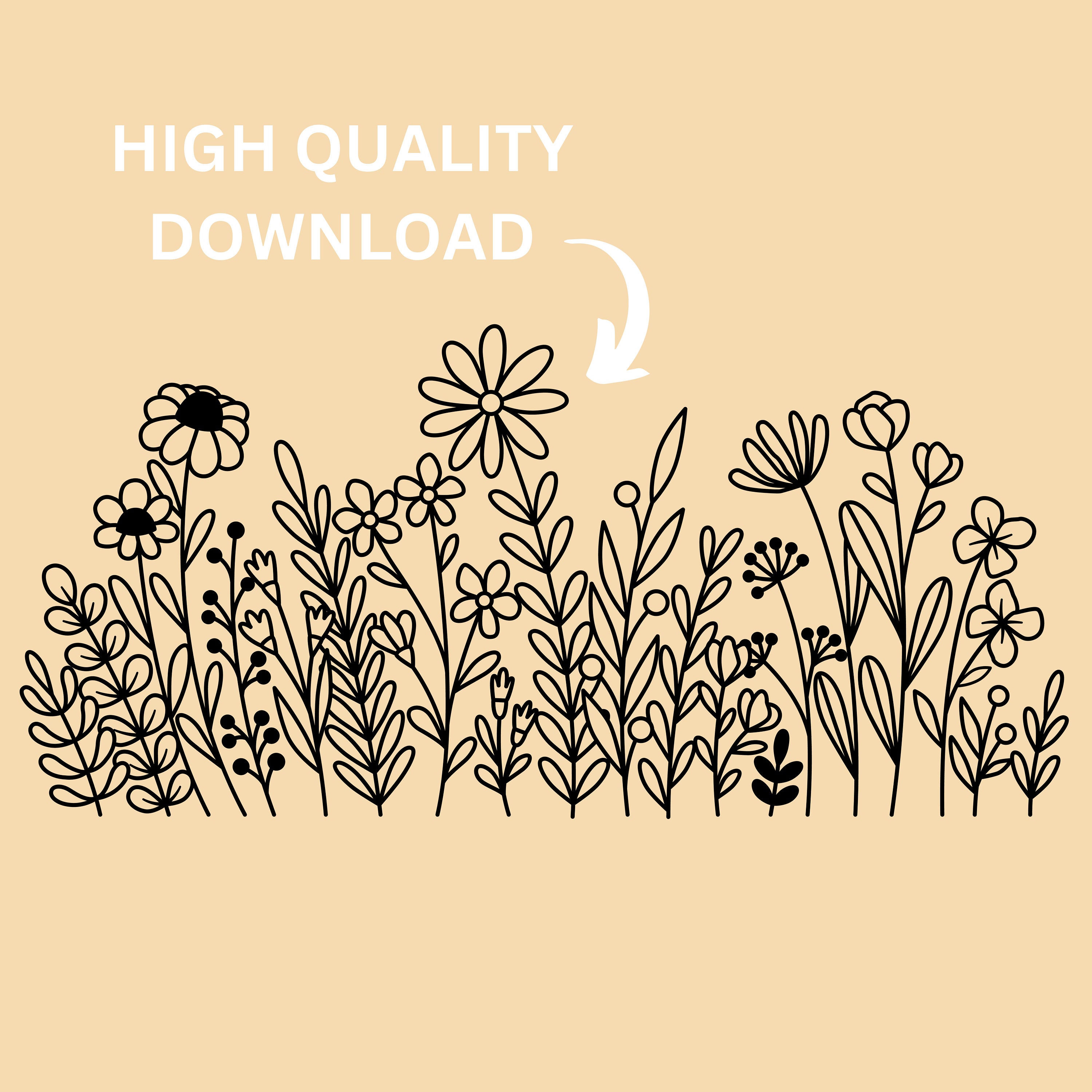 Wildflower | Flower Meadow, Simple Flower Drawings, Simple Rose Drawing ...