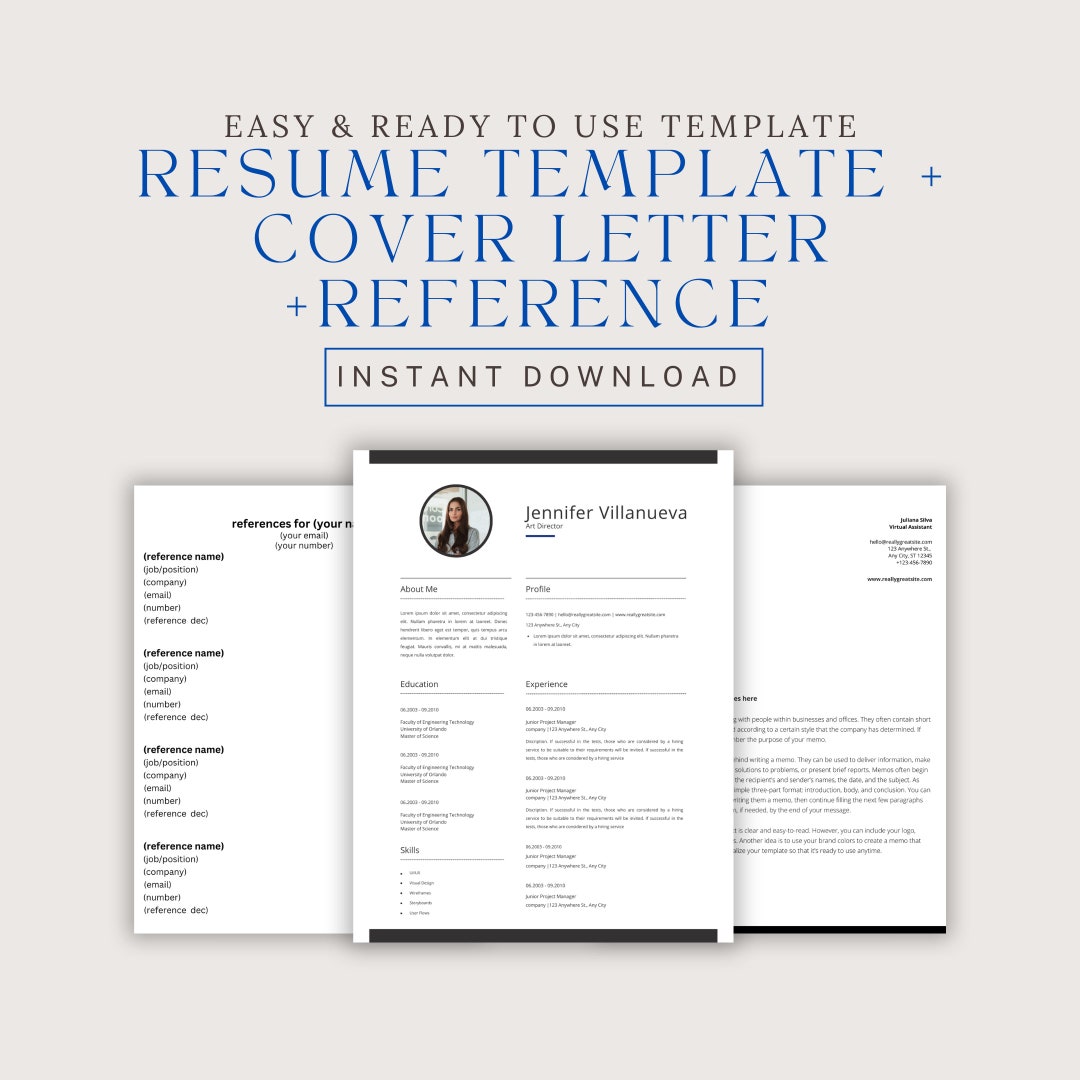 Resume Template Job Resume File Digital Resume Cover Letter ...
