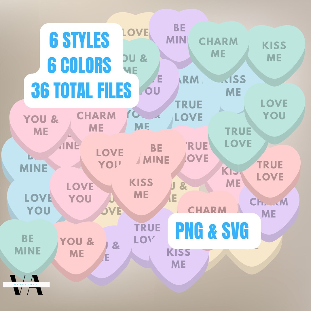 Candy Heart Clipart, Heart Vector, Candy Hearts Clipart, Candy Hearts ...