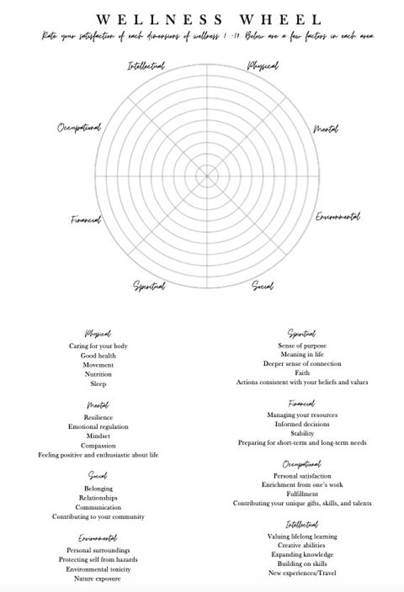 Wellness Wheel Worksheet