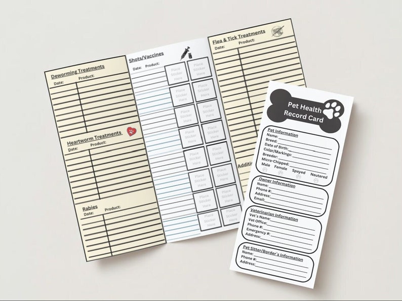 Feline Health Record Card - Etsy