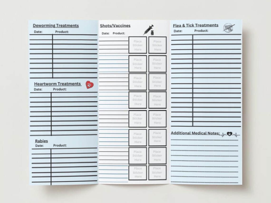 Canine Health Record Card - Etsy