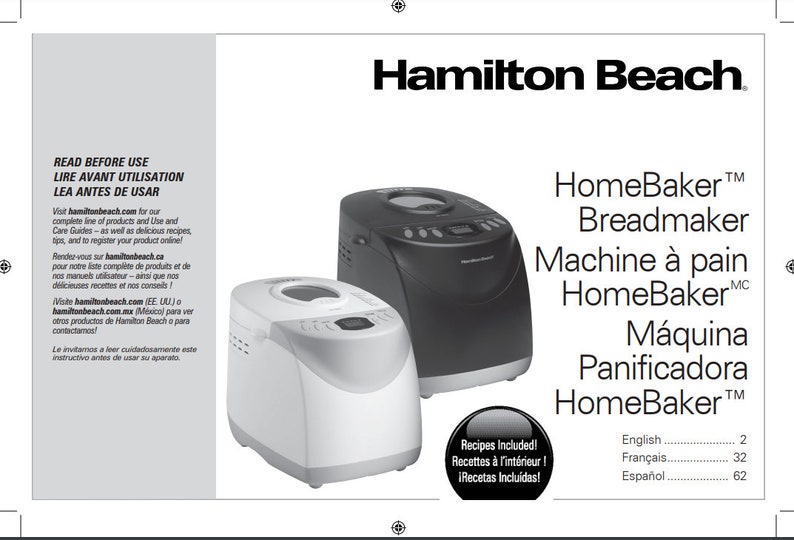 Hamilton Beach Bread Maker Models 29881 29882C Owners Manual - Etsy