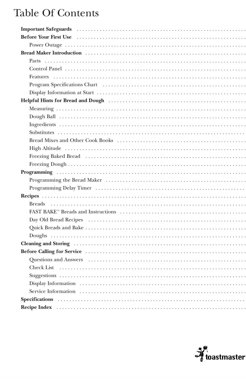Toastmaster TBR20H Bread Maker Machine Use and Care Owner Manual 64 ...