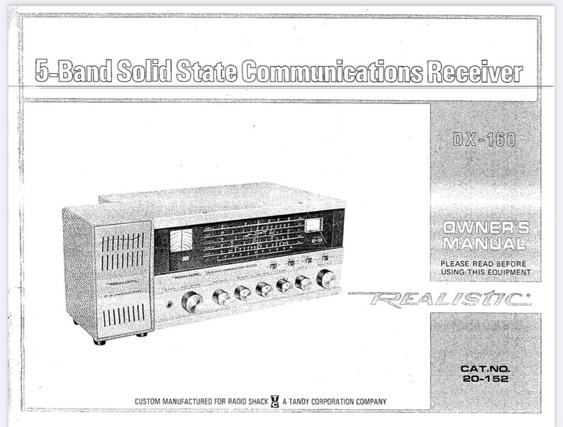 Digital Download Realistic DX-160 Shortwave Receiver Owner's Manual ...