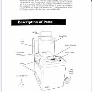 Regal C6750 K6750 Bread Maker Machine Owner Manual & Cookbook Digital ...