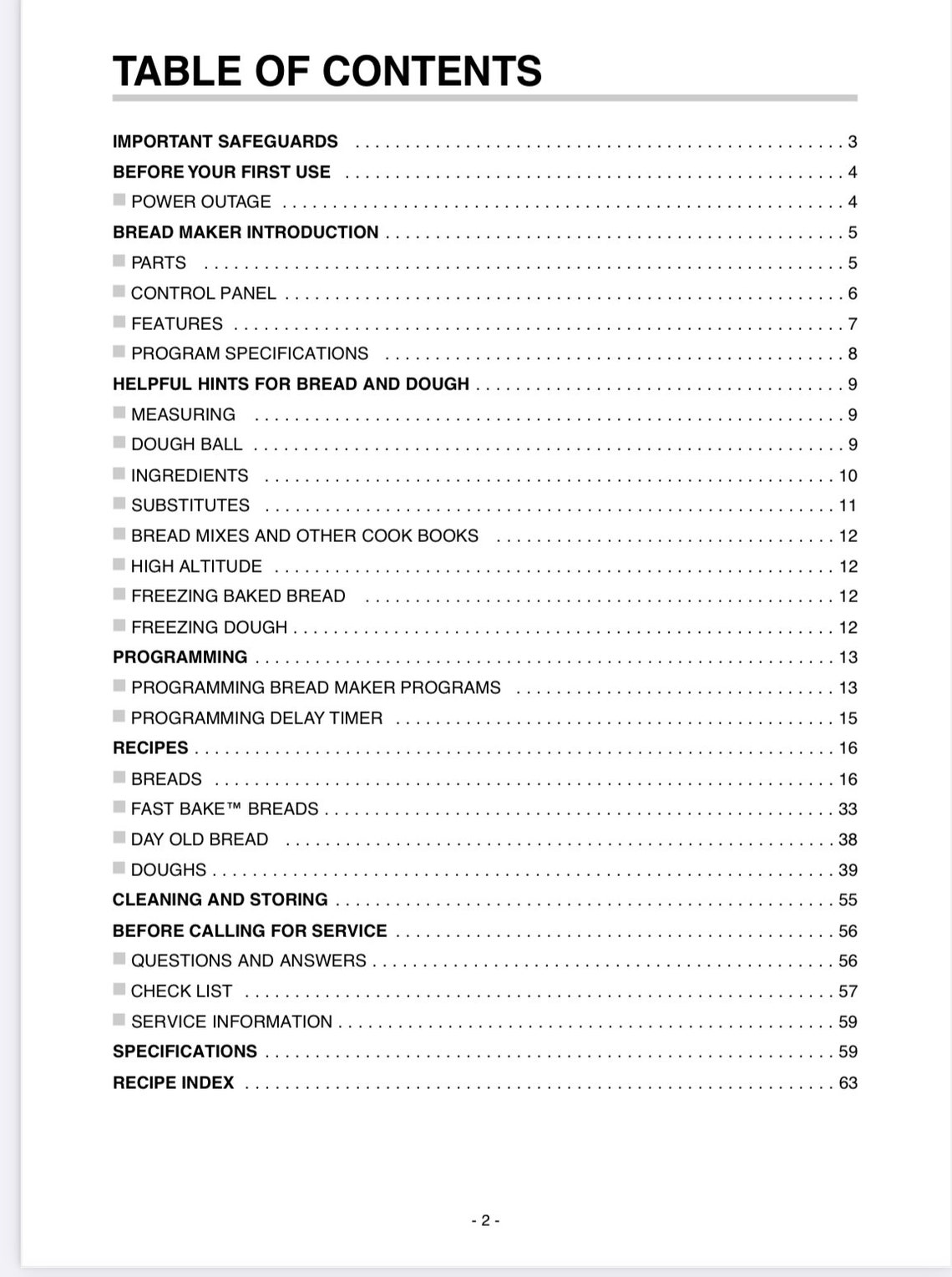 Toastmaster 1172X Bread Dough Maker Owner & Recipe Manual 64 Pages ...
