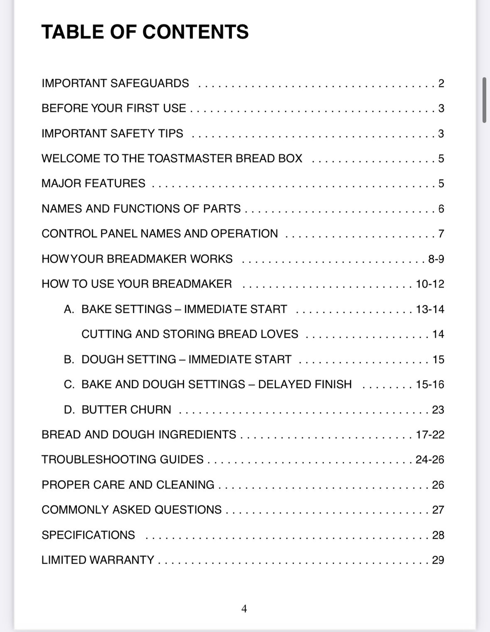 Toastmaster 1195 Bread Box Bread Maker Machine Use and Care Manual 31 ...