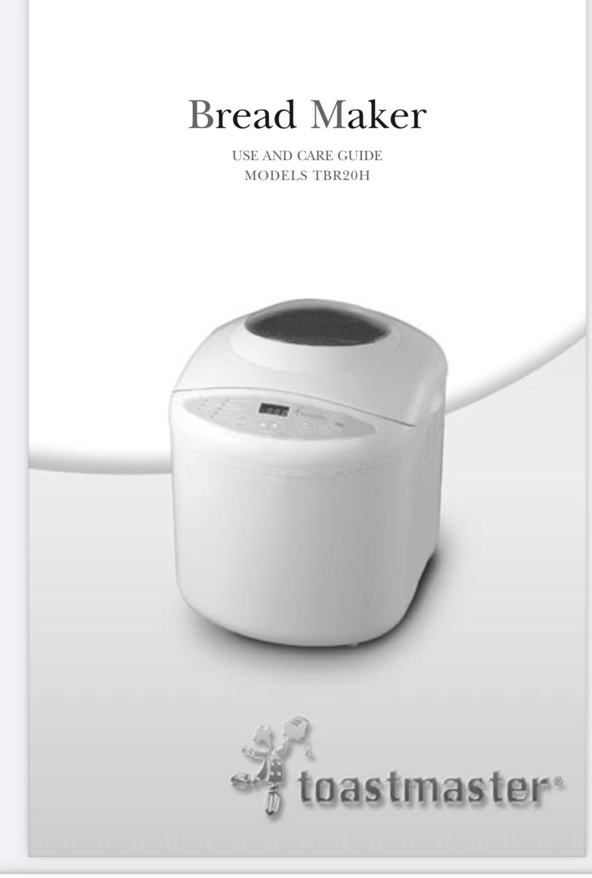 Toastmaster TBR20H Bread Maker Machine Use and Care Owner Manual 64 ...