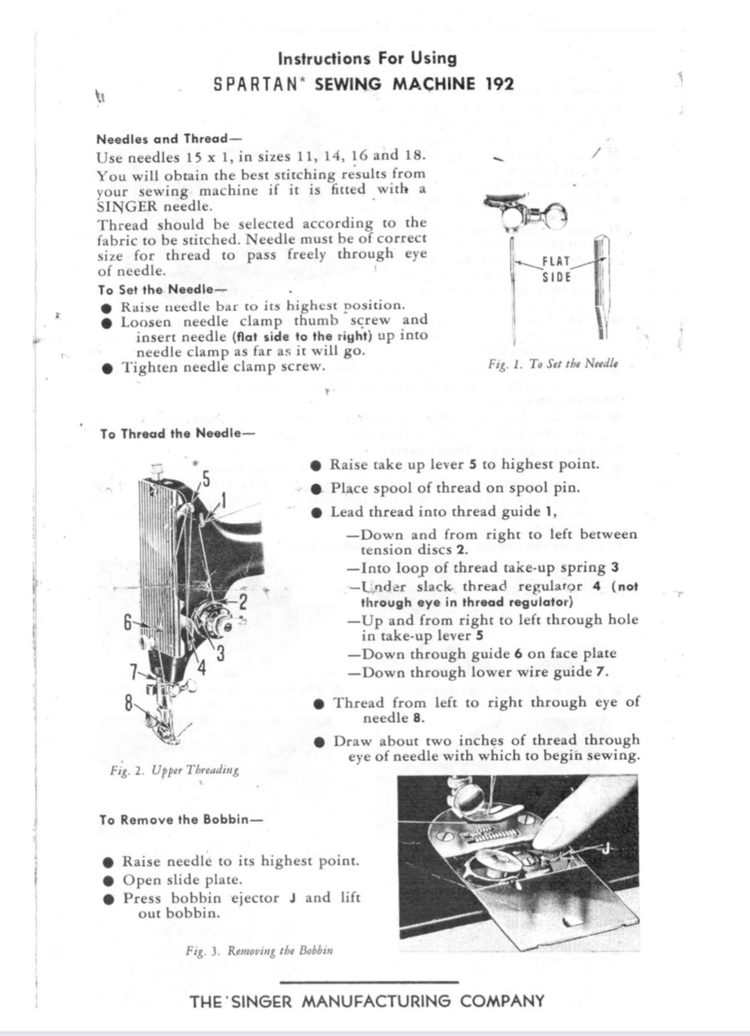 SINGER 192 SPARTAN Instructions Sewing Machine Digital Download - Etsy