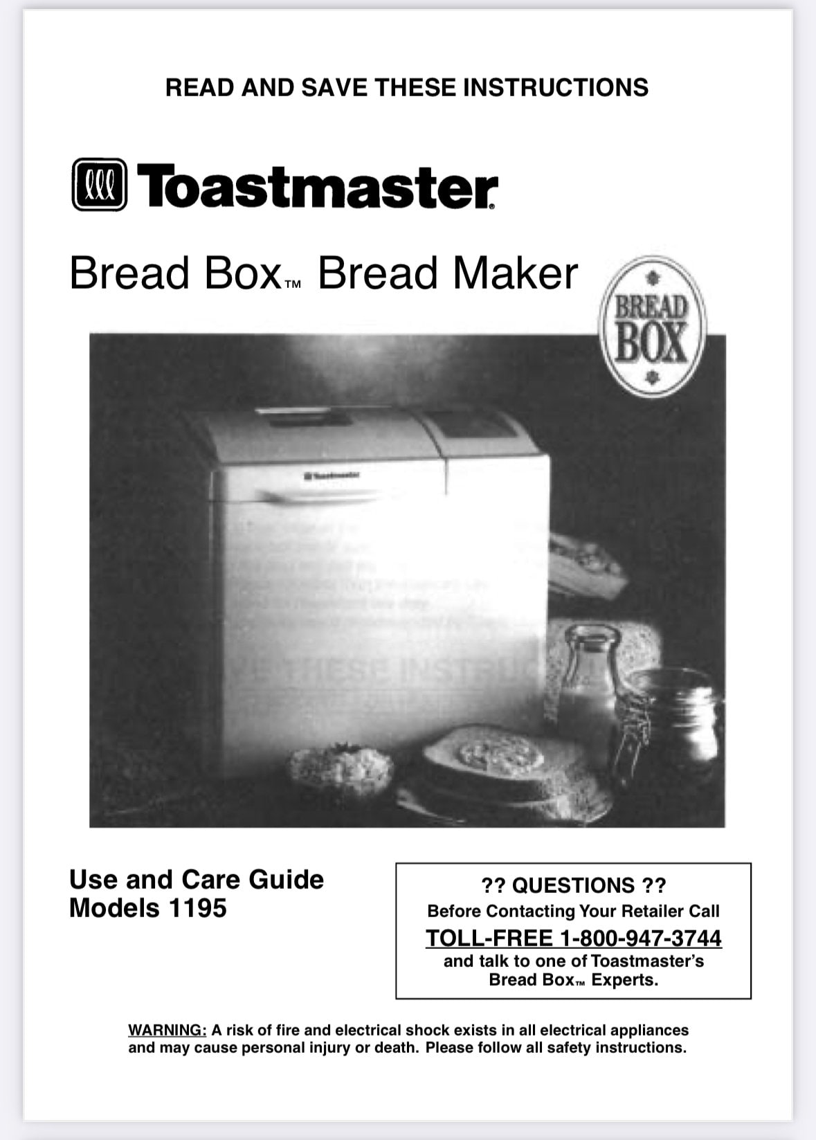 Toastmaster 1195 Bread Box Bread Maker Machine Use and Care Manual 31 Pages Digital Download Etsy