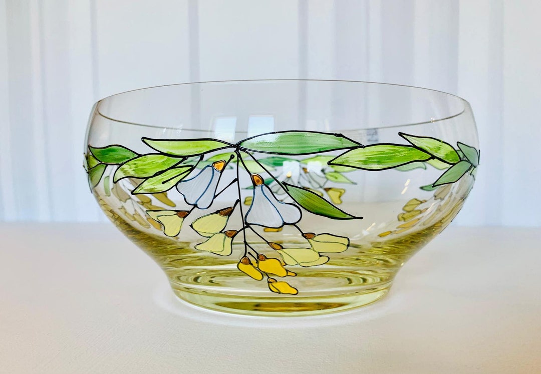 Vintage Paul Nagel Handpainted Glass Bowl Tiffany Series Germany Nagel ...