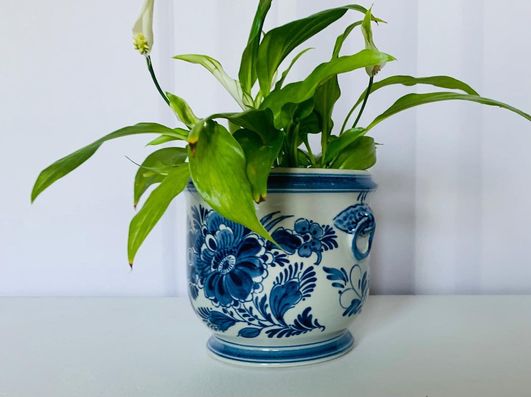 Vintage Delft Flower Pot Royal Delft Blue Porcelain Hand Painted Plant ...