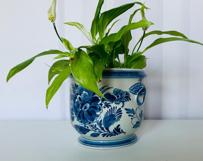 Vintage Delft Flower Pot Royal Delft Blue Porcelain Hand Painted Plant ...