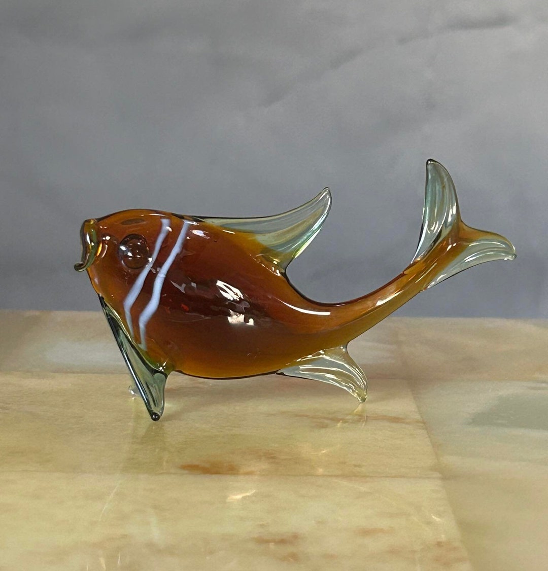 Glass Fish, Hand Blown Glass, Fish Sculpture, Art Glass, Ocean Beach ...
