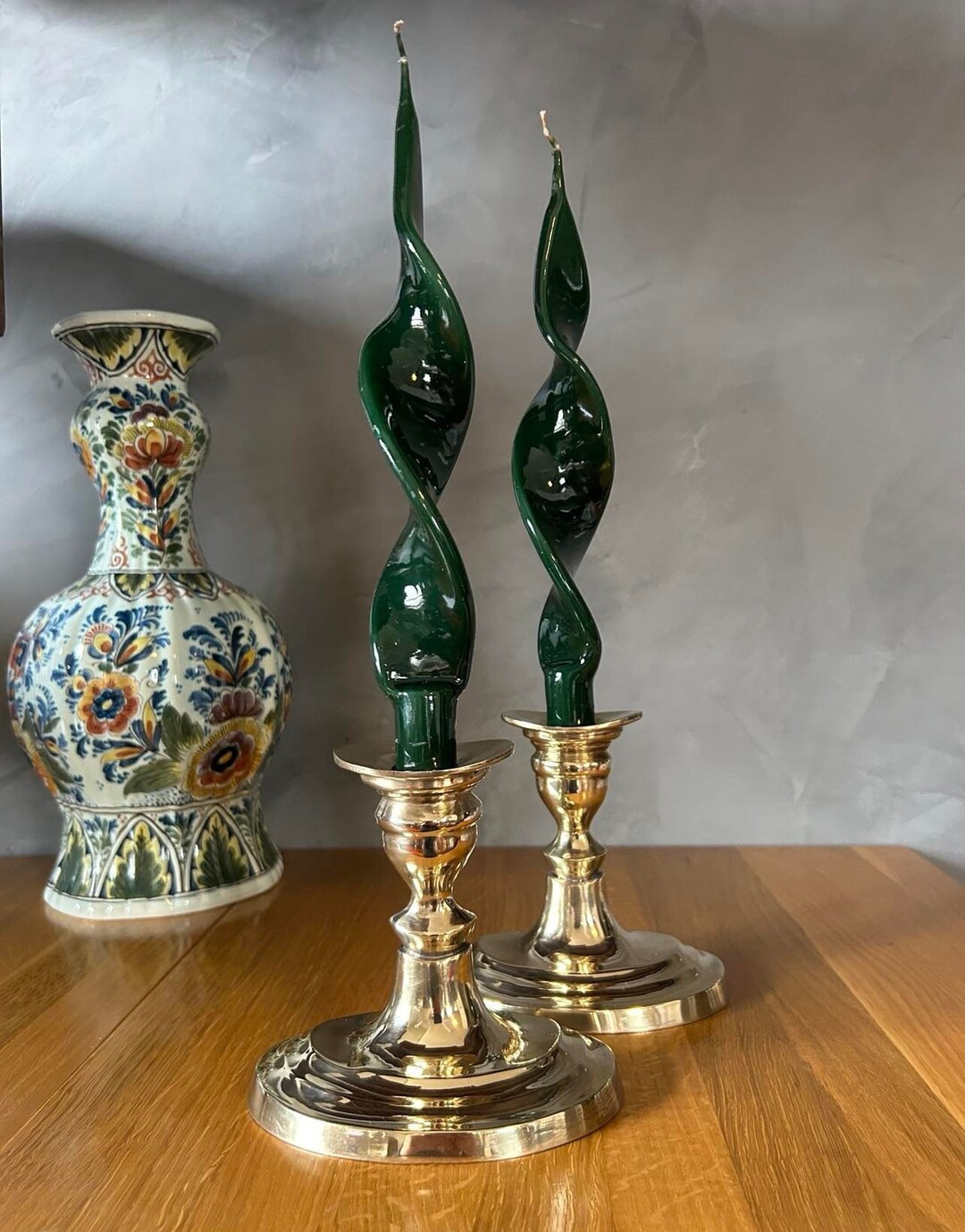 Set of Brass Candlesticks Holders Handmade Heavy Brass Mid Century Home ...