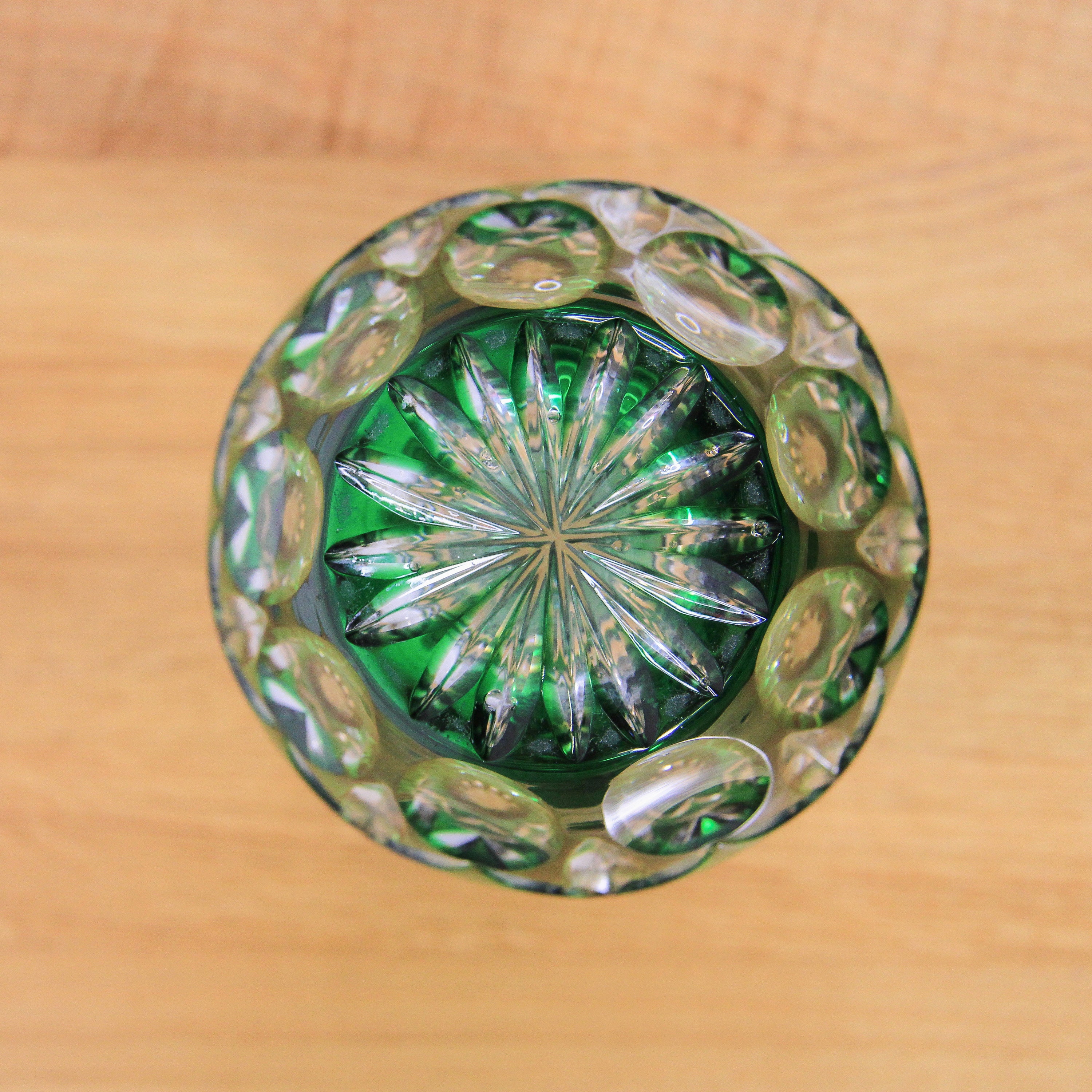 8 Vintage Green Crystal Vase, Nachtmann Germany 1930's, Art Glass, Art ...