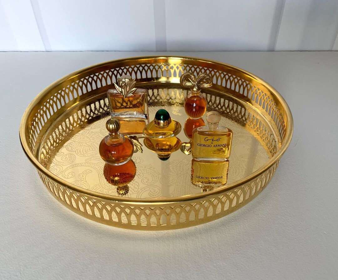 Vintage Round Serving Tray, Original Scandia Guld, 24 Carat Gold Plated ...
