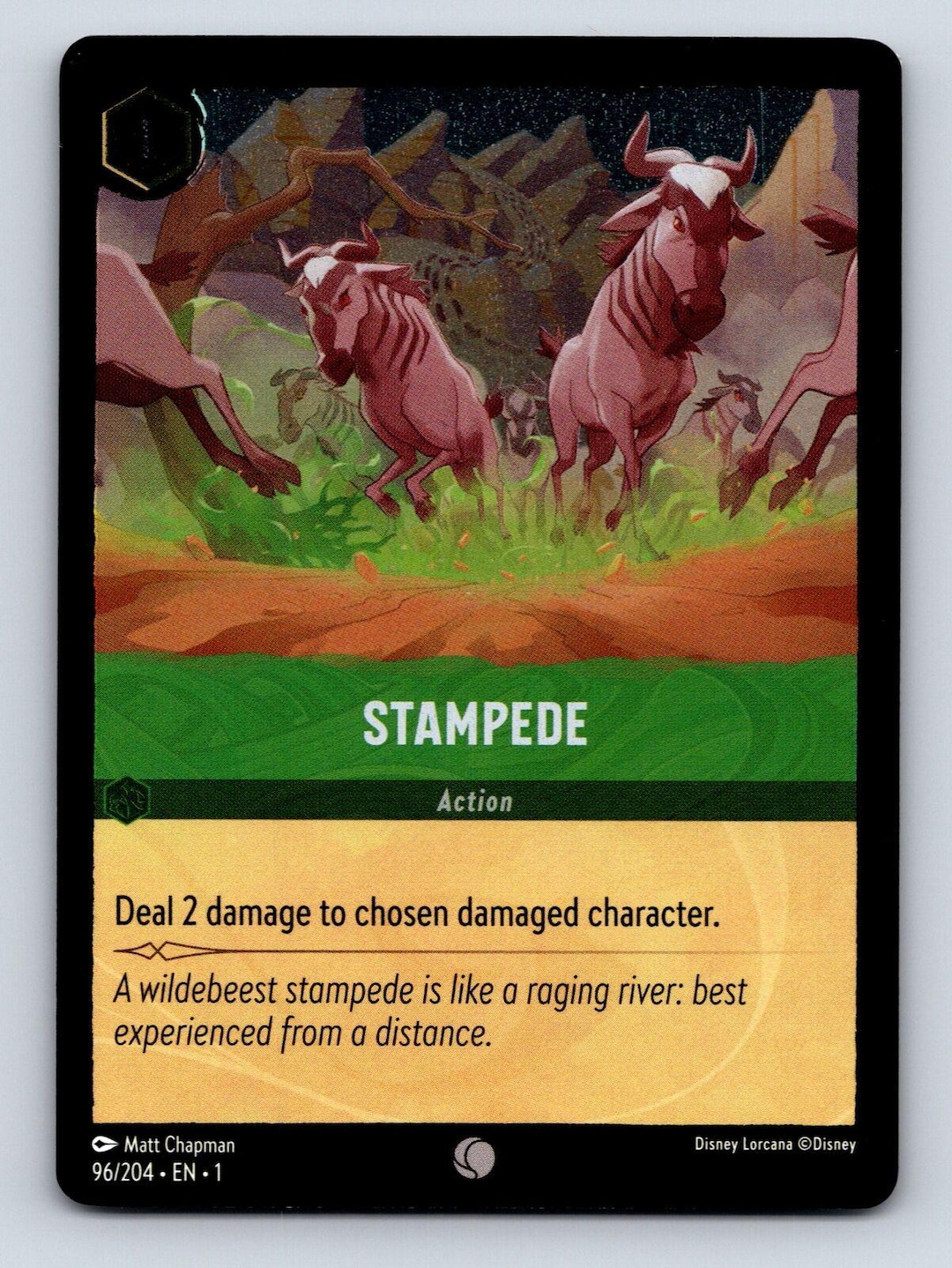 Stampede Card Wildebeest Action Rarity Green Scenic Disney Lorcana - Etsy