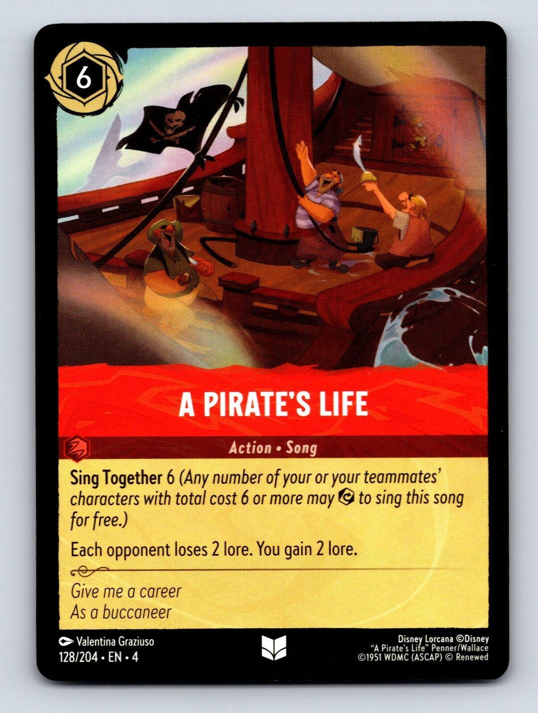 Basic A Pirates Life Sing Together Lore Ability Red Card Disney Lorcana ...