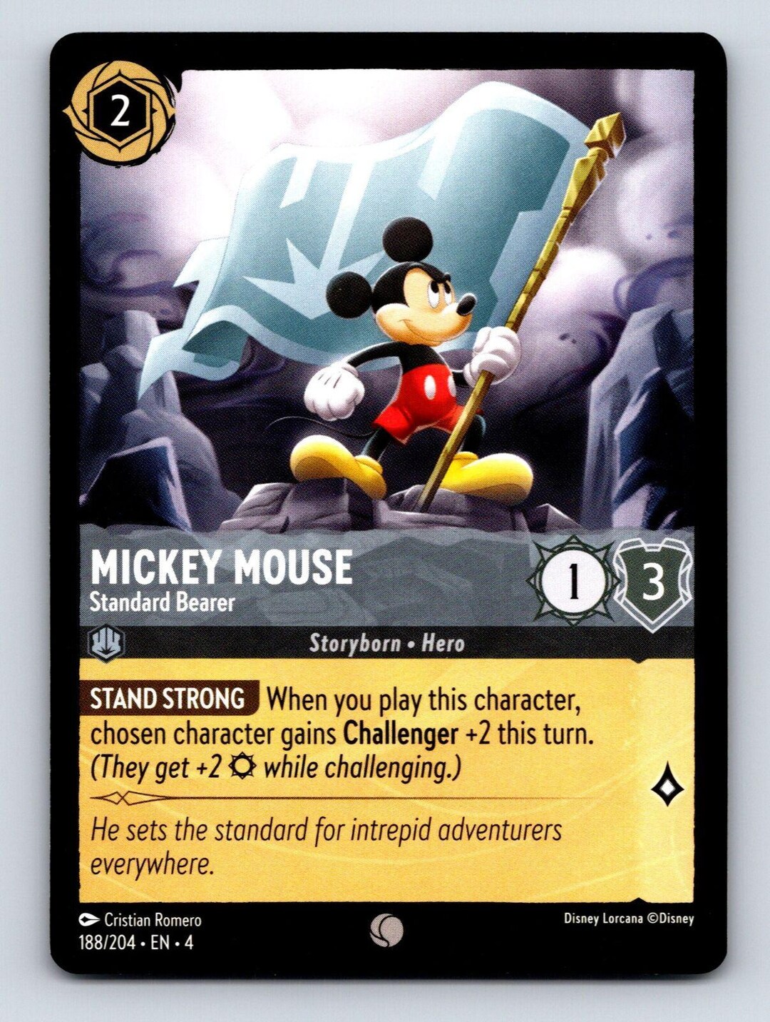 Mickey Mouse Standard Bearer Stand Strong Ability Yellow Disney Lorcana ...