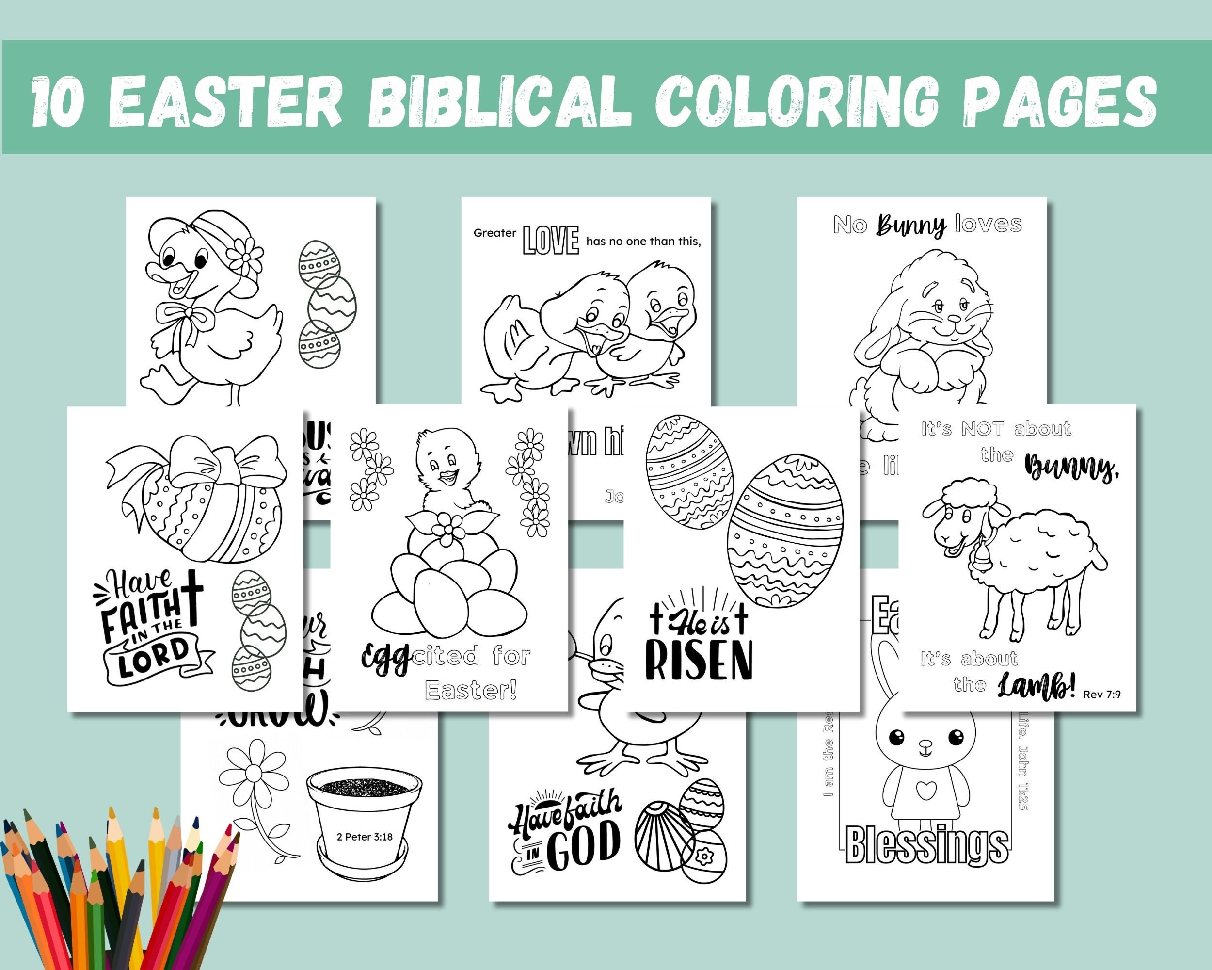 Easter Coloring Page, Digital, Bible, He is Risen, Gifts, Kids Activity ...