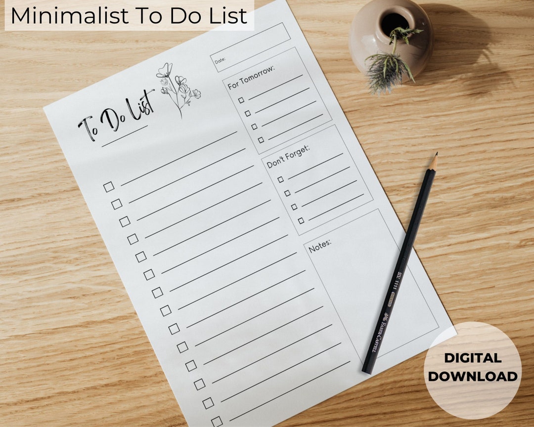 Minimalist to Do List, Things to Do, Task List, Chores List, Planner - Etsy