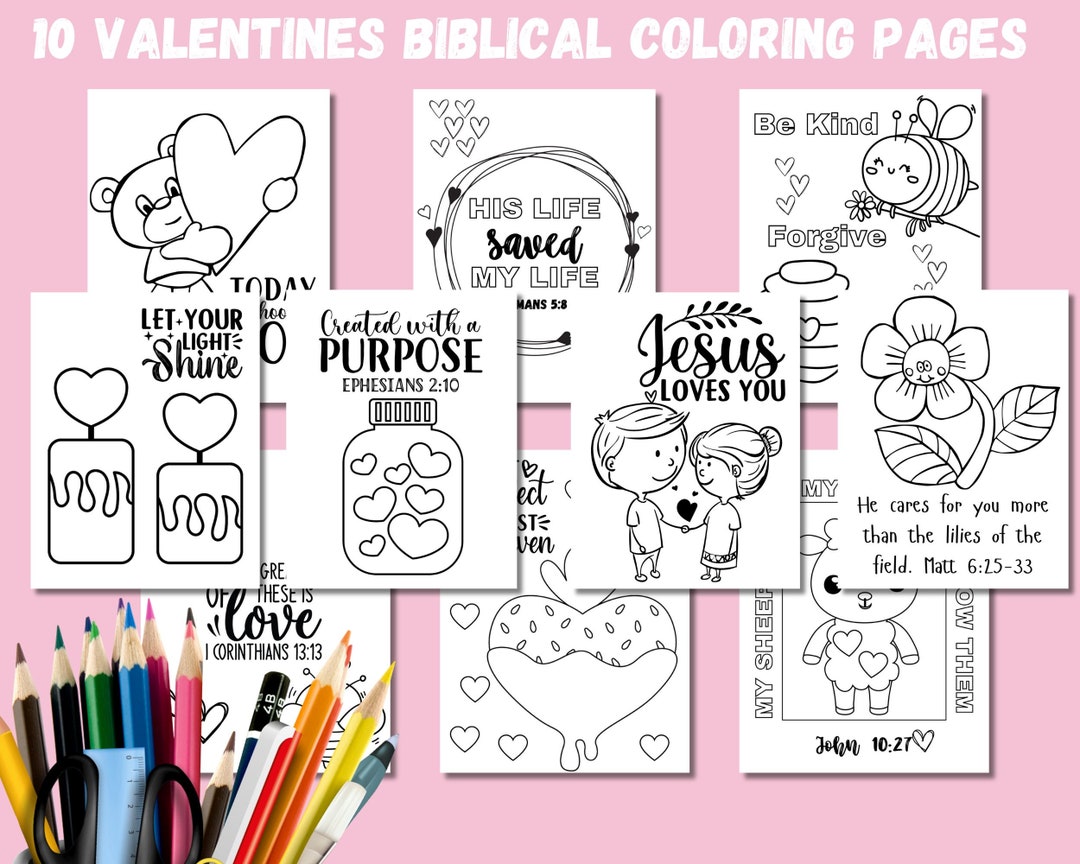 Valentine's Day Coloring Page, Digital, Bible, God's Love, Gifts ...