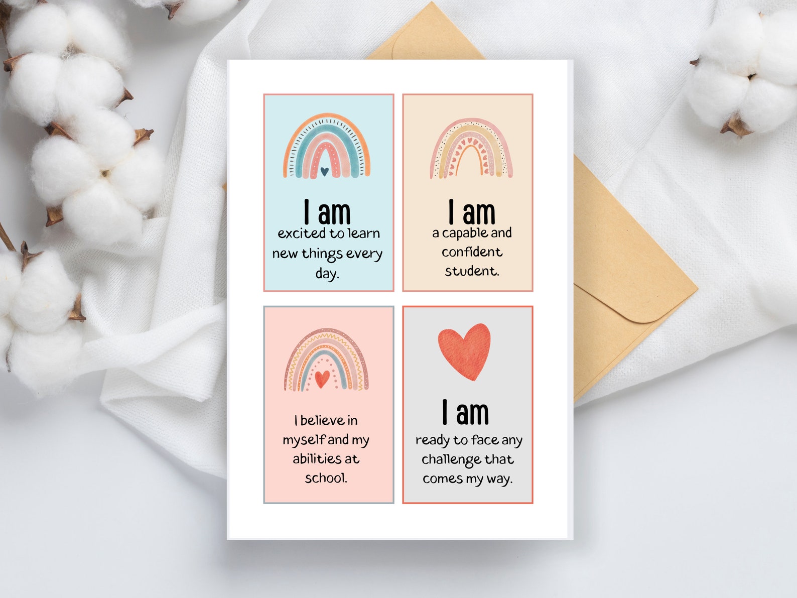 Boho Positive Affirmation Cards for Kids Affirmation - Etsy