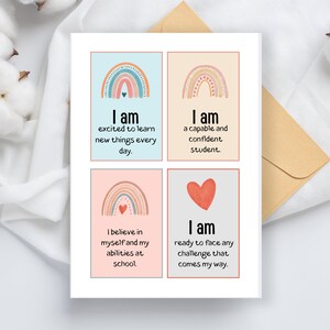 Boho Positive Affirmation Cards for Kids, Affirmation Flashcards ...