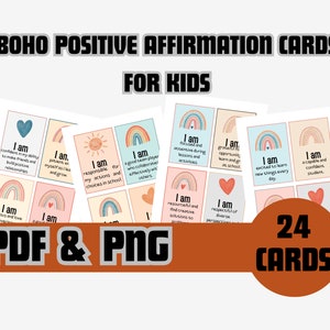 Boho Positive Affirmation Cards for Kids, Affirmation Flashcards ...