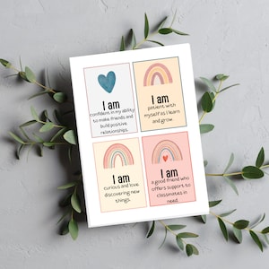Boho Positive Affirmation Cards for Kids, Affirmation Flashcards ...