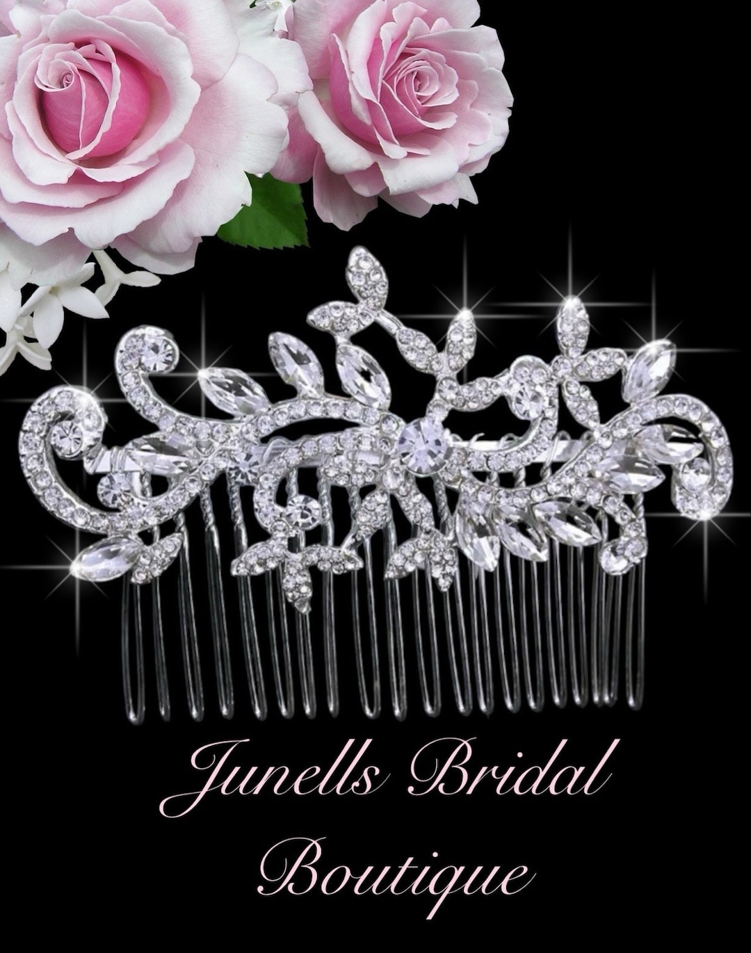 Brides Stunning Diamond Hair Clip Comb GIFT INCLUDED Silver Leaf ...