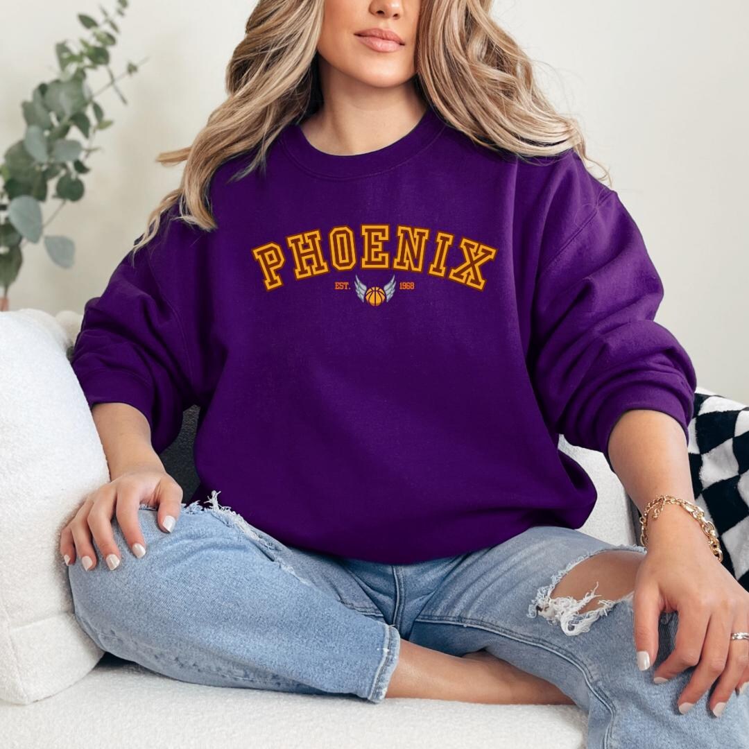 Retro Phoenix Basketball Sweatshirt, Cute NBA Suns Sweater for Her ...
