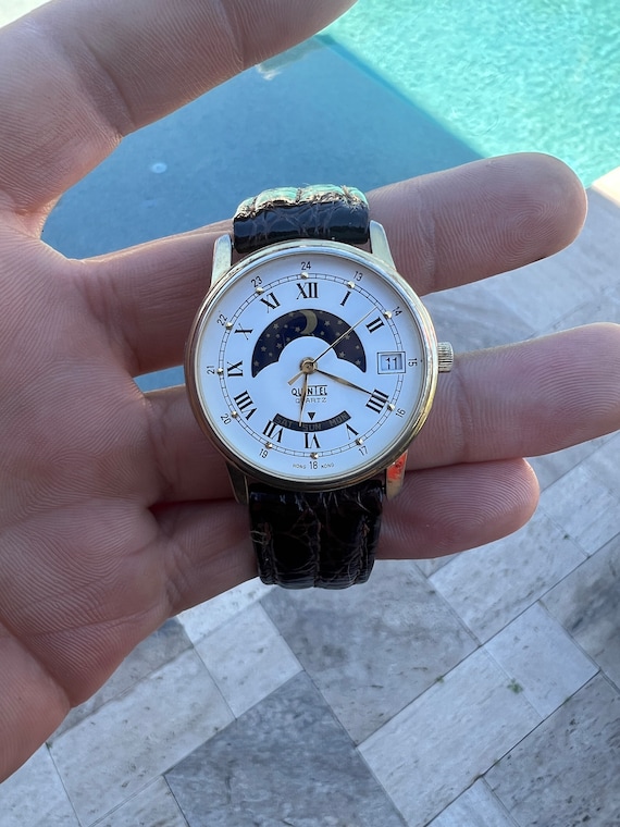 Vintage Quintel Watch Womens Swiss Movement Leather M… - Gem