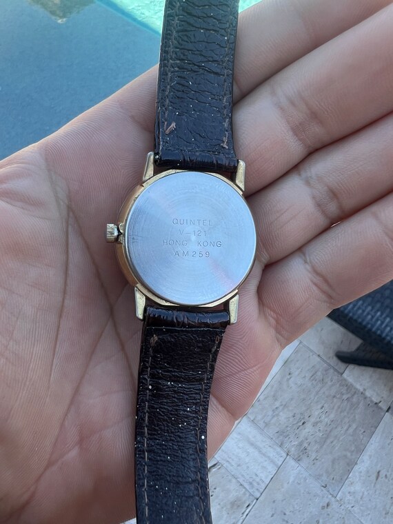 Vintage Quintel Watch Womens Swiss Movement Leather M… - Gem