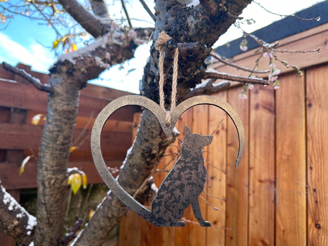 Metal German Shepherd Love Heart | Unique Pet Decor, Garden Art, Rusty ...
