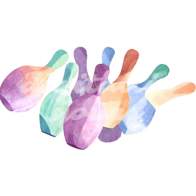 Watercolor Bowling Clip Art, Bowling Clipart, Bowling Cut File, Bowling ...