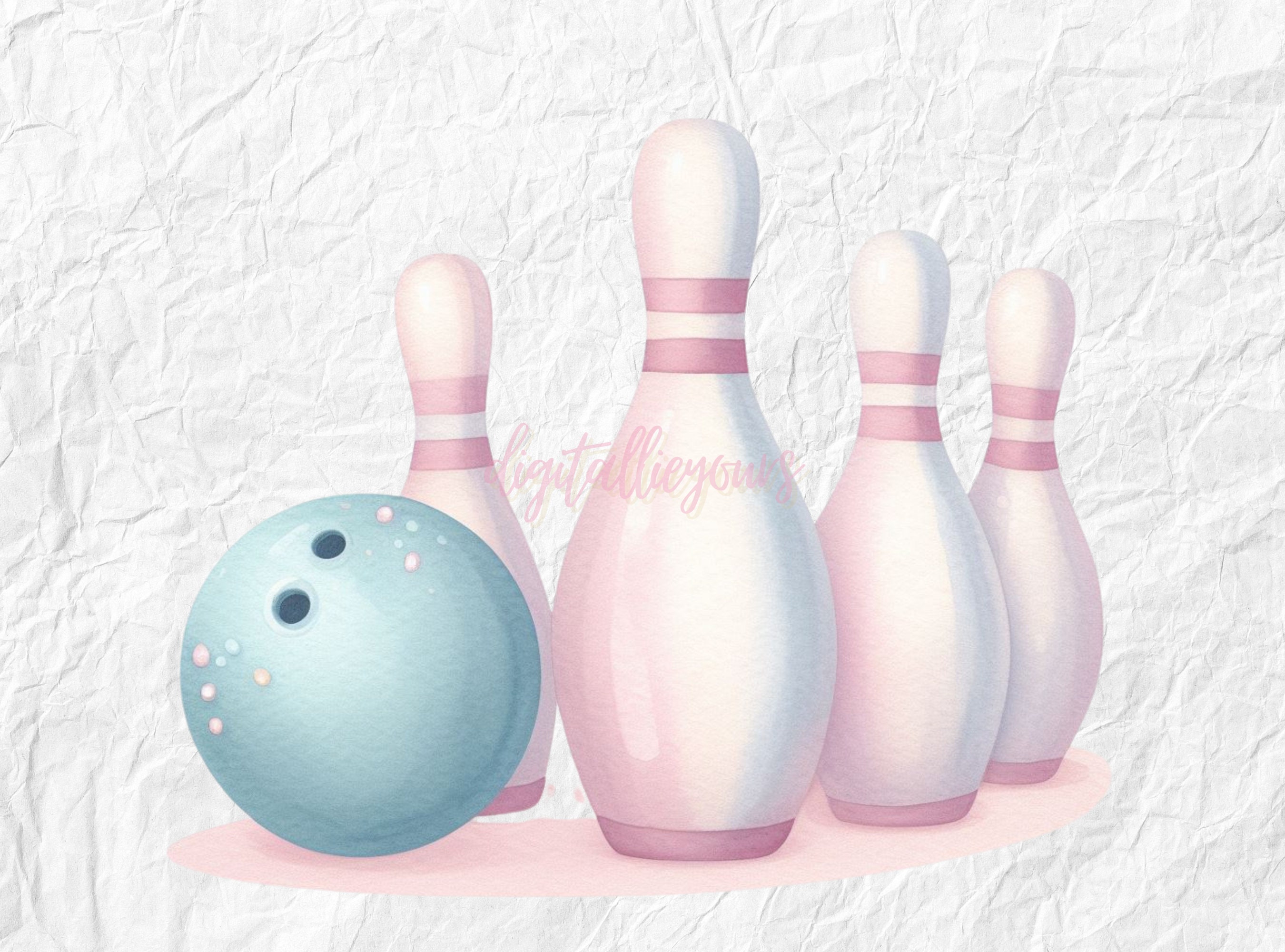 Bowling Watercolor Clip Art, Bowling Clipart, Bowling Clip Art, Bowling ...