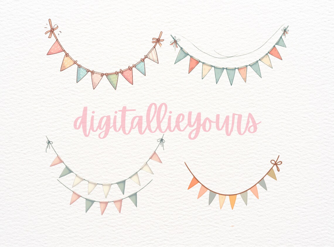 Banderines Clip Art, Banderines Clipart, Pastel Banderine Clip Art ...