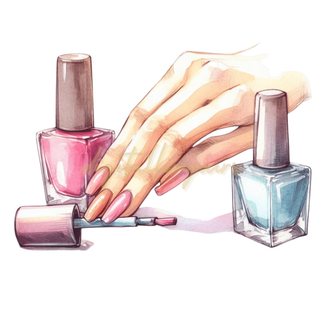 Nail Polish Watercolor Clip Art,nail Polish Clip Art,nail Polish ...