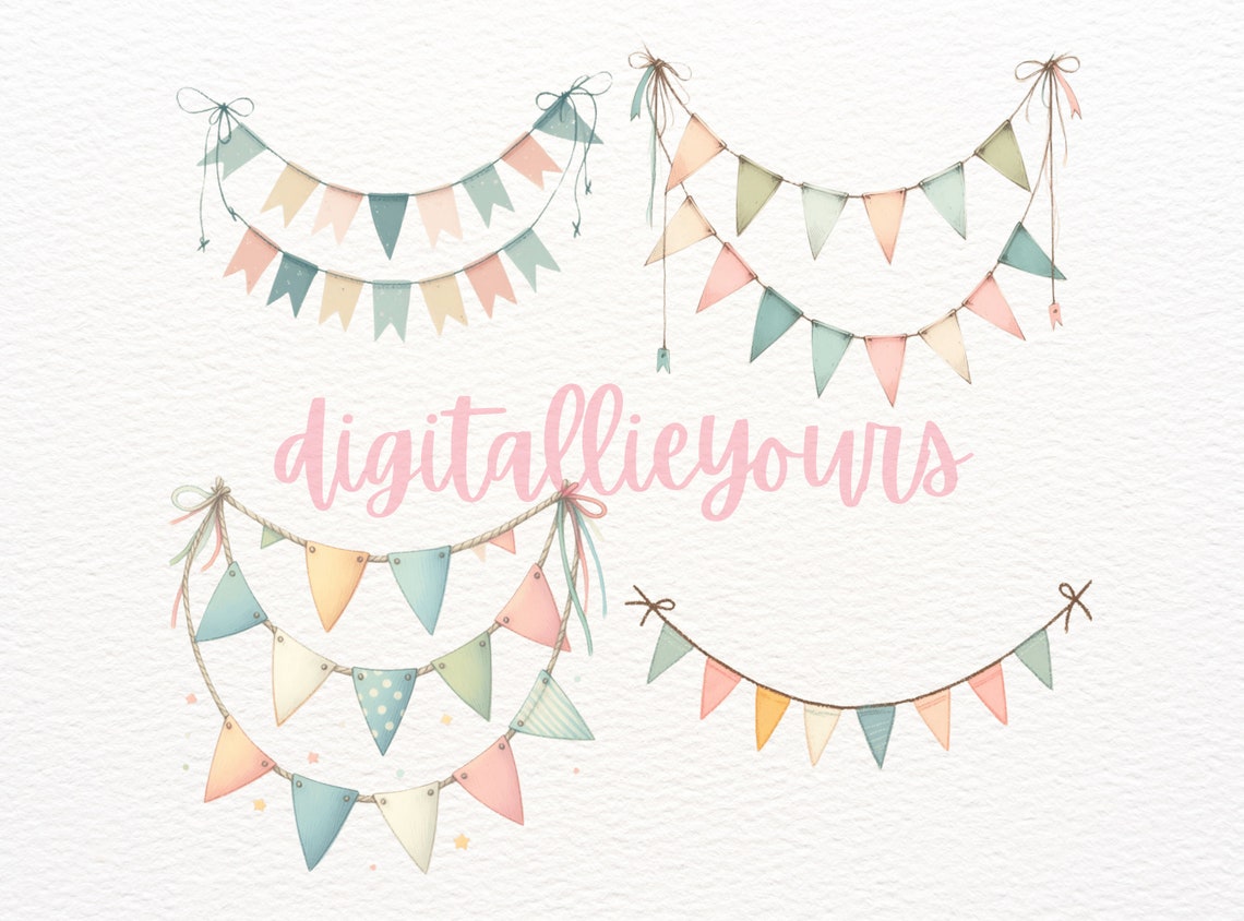 Banderines Clip Art, Banderines Clipart, Pastel Banderine Clip Art ...