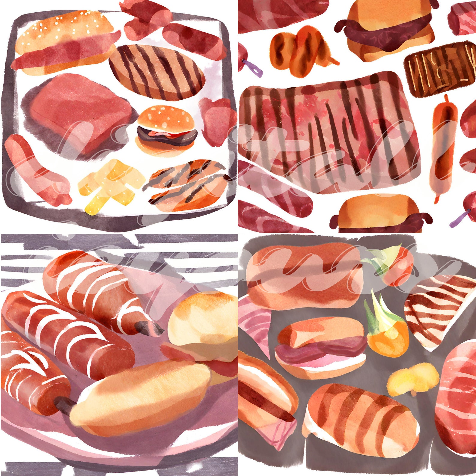 Watercolor Bbq Clip Art, Bbq Clipart, Barbeque Clip Art, Barbeque ...