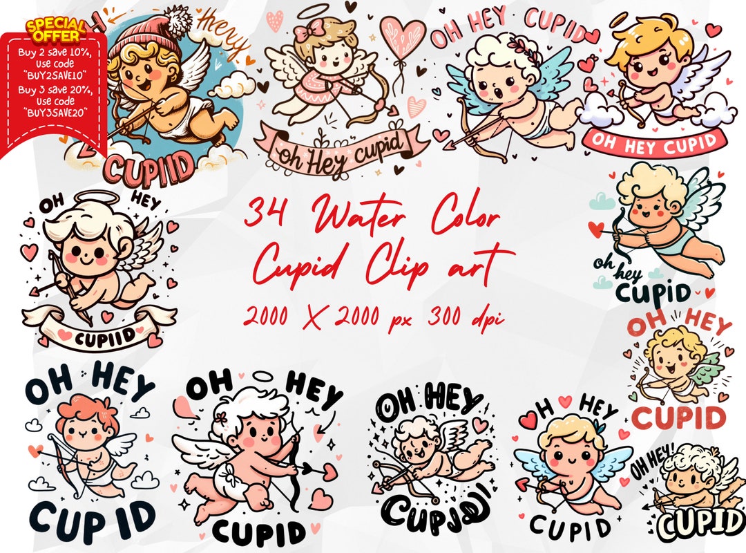 Cupid Bow and Arrow Clip Art, Valentine's Day Clip Art, Valentine's Day ...